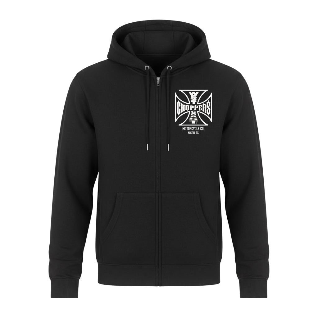 WCC ATX CROSS ZIP HOODY - BLACK/WHITE – West Coast Choppers