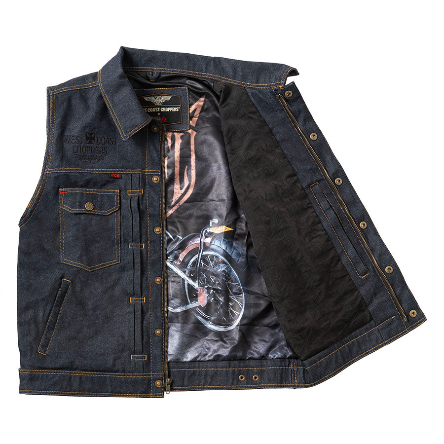 WCC x 13 1/2 Dominator Denim Riding Vest -Raw Denim – West Coast Choppers