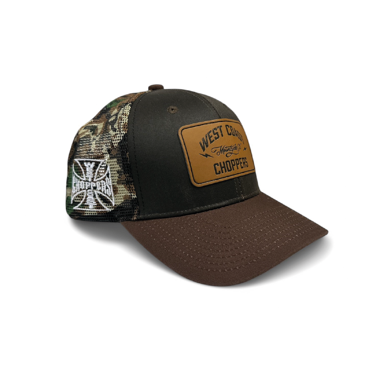WCC HUNTER TRUCKER HAT - BROWN/HUNTER CAMO – West Coast Choppers