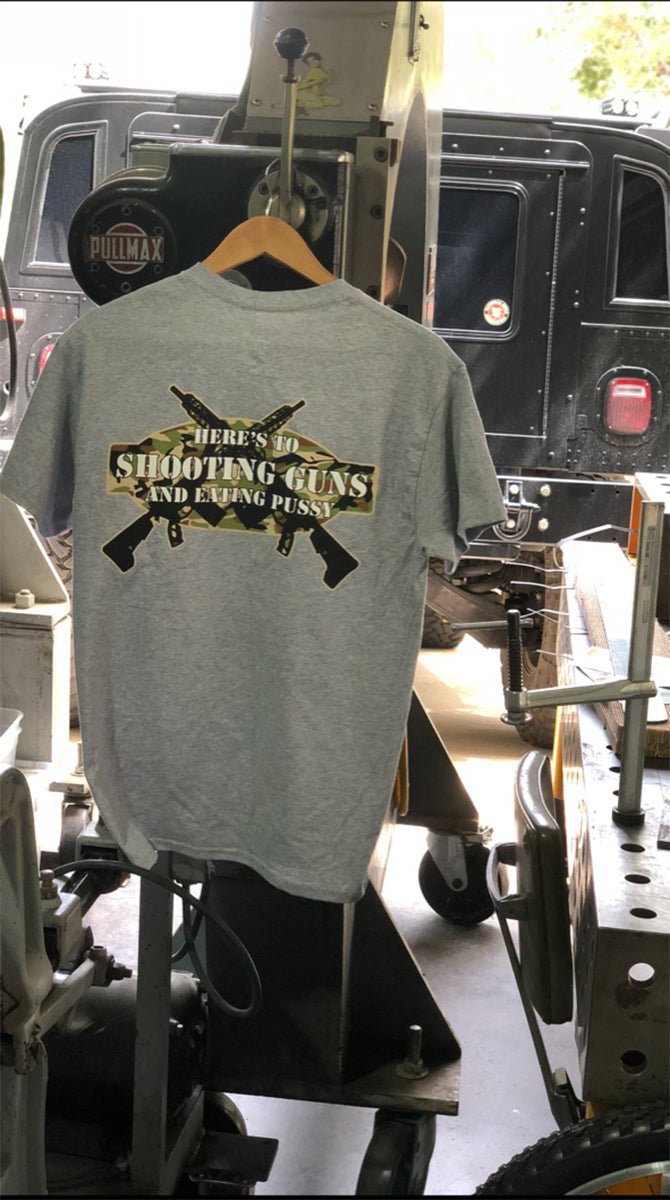 SHOOTING GUNS TEE - GREY – West Coast Choppers